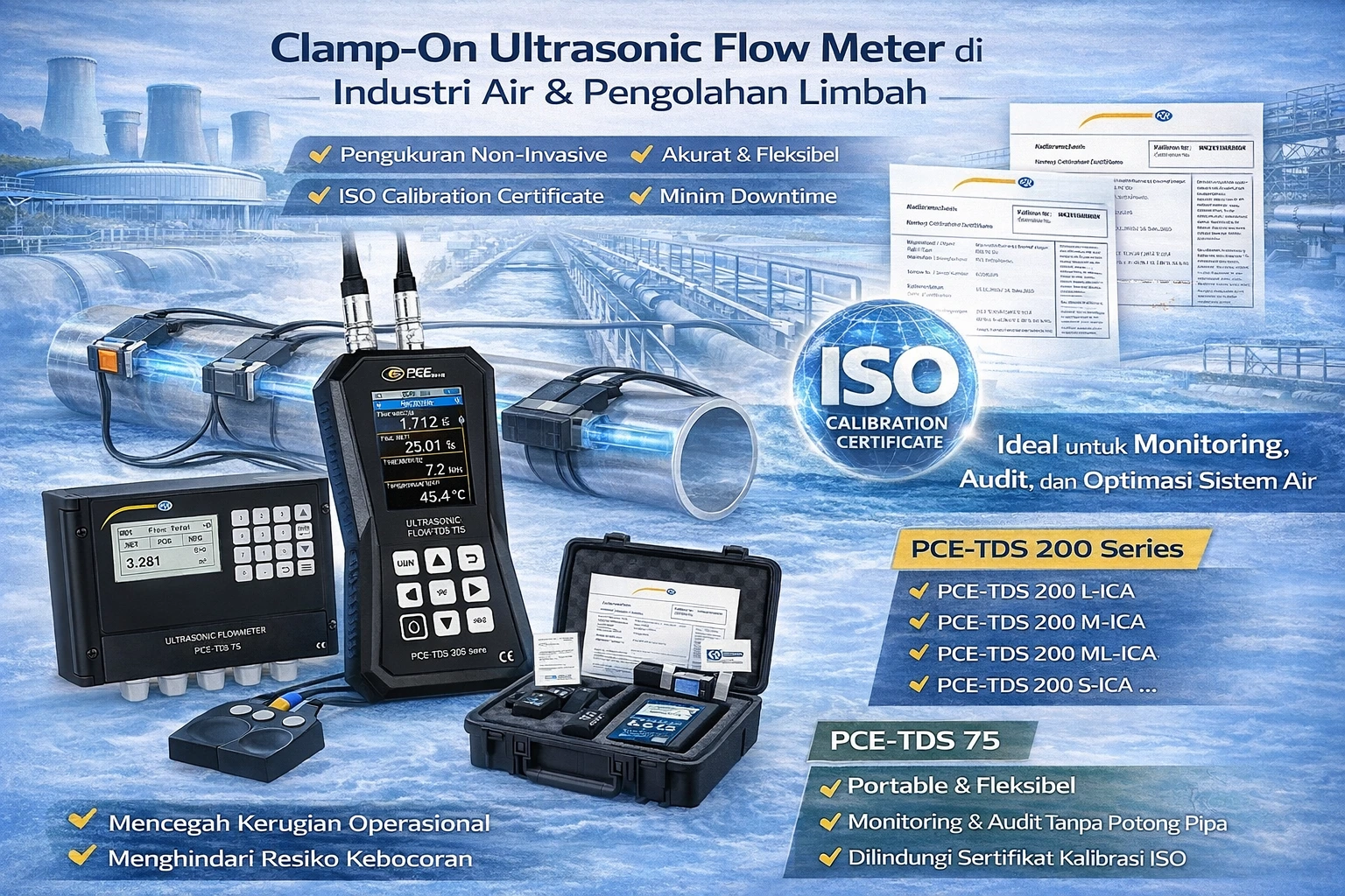 Aplikasi Clamp-On Ultrasonic Flow Meter PCE-TDS Series di Industri Air ...